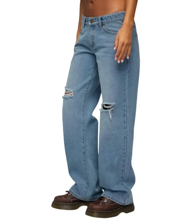 EDIKTED Juju Distressed Low Rise Baggy Jeans