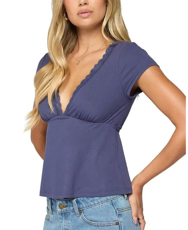 EDIKTED Palermo Lacey Babydoll Top