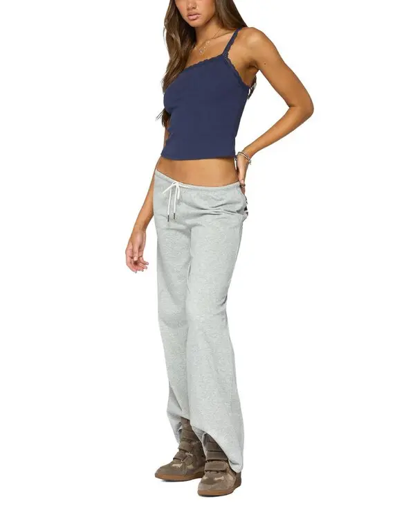 EDIKTED Luschia Lacey Tank Top - Navy