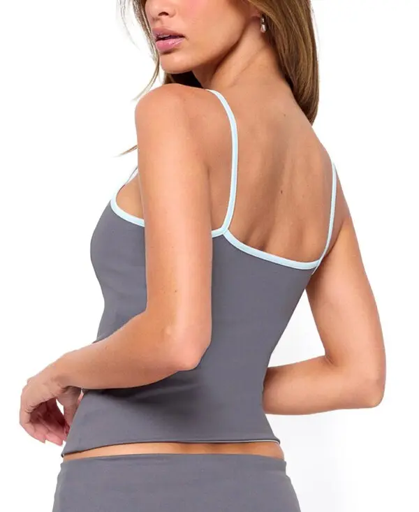 EDIKTED Ambar Reversible Contrast Tank Top - Charcoal-and-light-blue