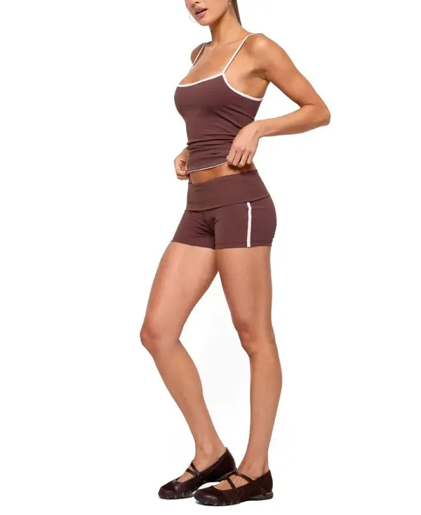 EDIKTED Ambar Contrast Stripe Shorts - Brown