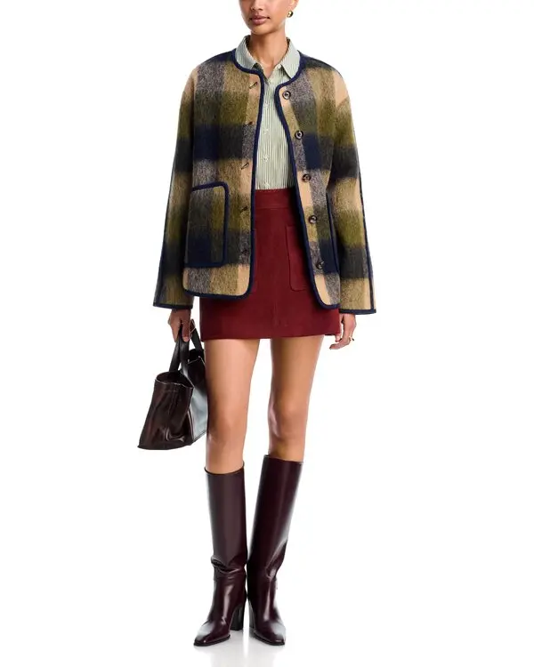 Tanya Taylor Janet Collarless Contrast Trim Jacket