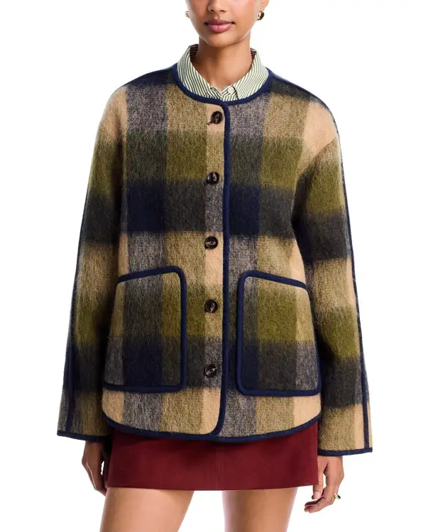 Tanya Taylor Janet Collarless Contrast Trim Jacket