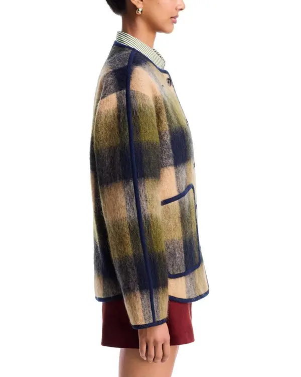 Tanya Taylor Janet Collarless Contrast Trim Jacket