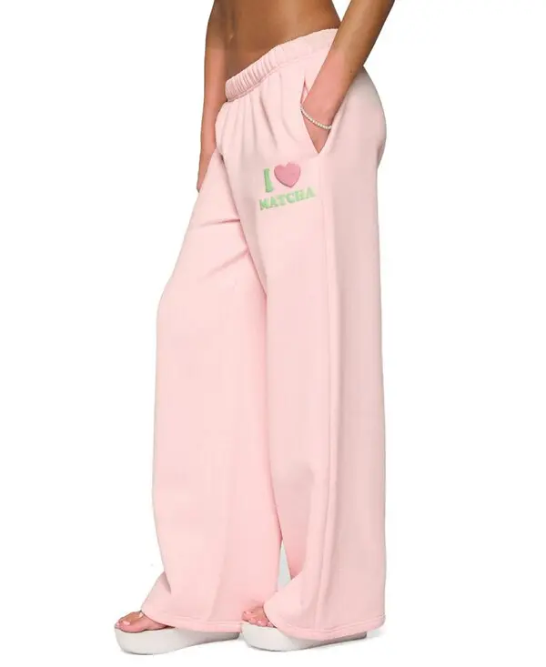 EDIKTED I Heart Matcha Sweatpants - Light-pink