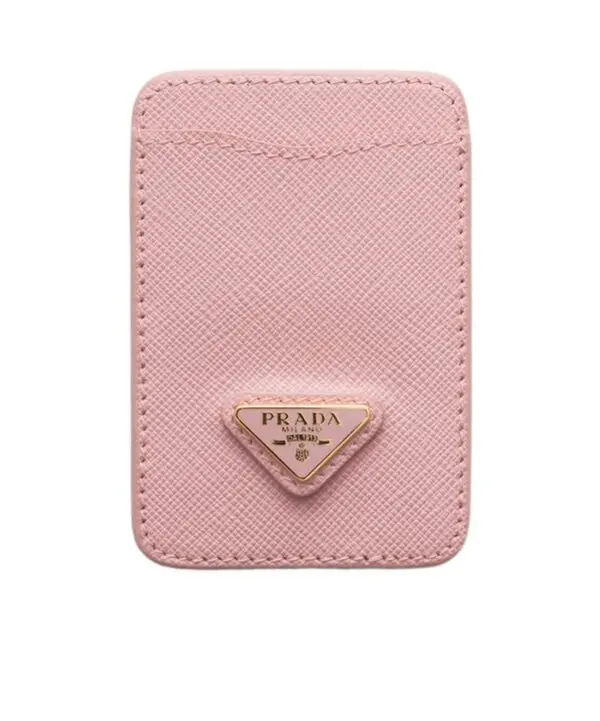 Prada Saffiano-leather Card Holder - Peach
