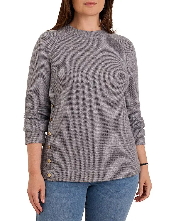NIC+ZOE Side Button Waffle Knit Top - Slate