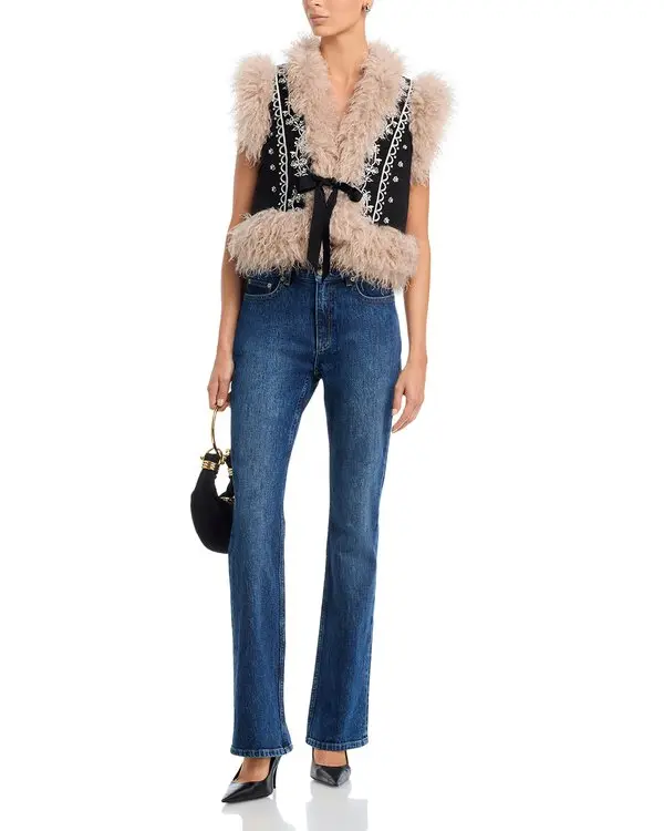Cinq À Sept Amaranthe Faux Shearling Vest - Black/dark