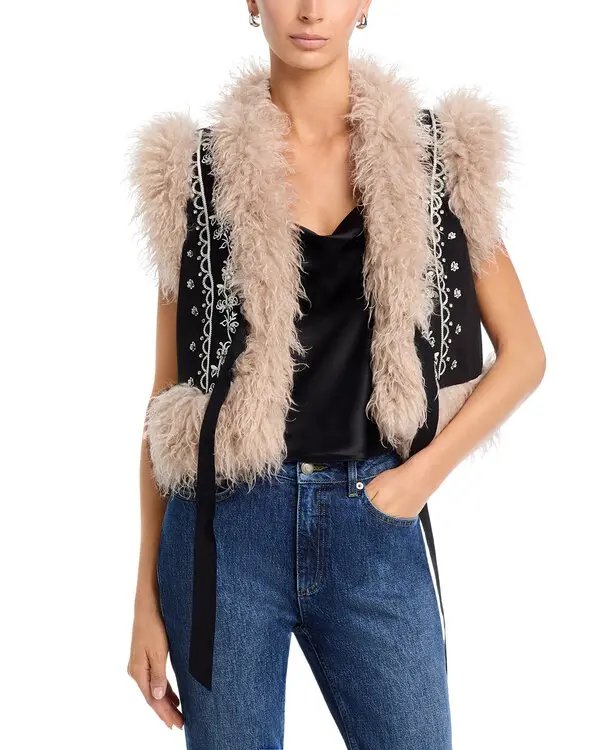 Cinq À Sept Amaranthe Faux Shearling Vest - Black/dark