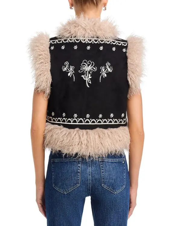 Cinq À Sept Amaranthe Faux Shearling Vest - Black/dark