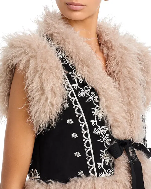 Cinq À Sept Amaranthe Faux Shearling Vest - Black/dark