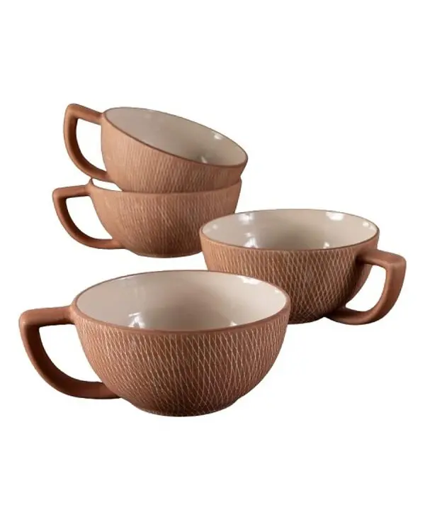 BE HOME Crosshatch Latte Mugs, Set Of 4
