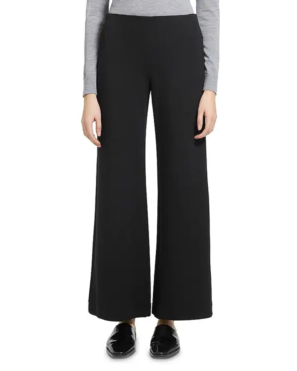 Theory Straight Leg Knit Trousers - Black