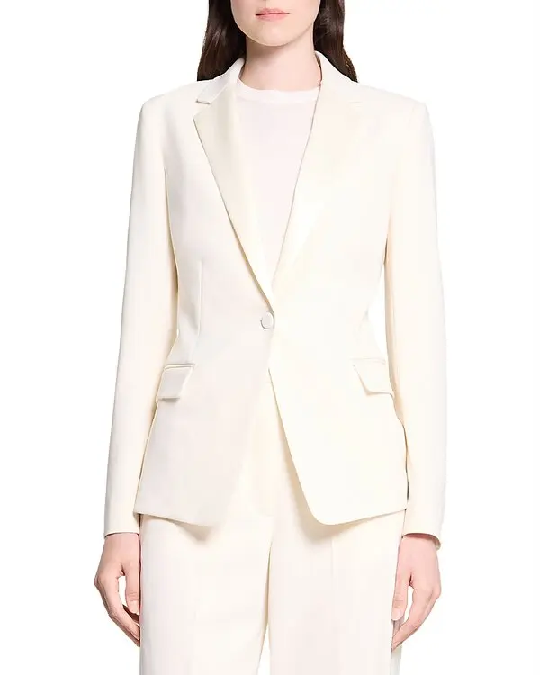 Theory Slim Fit Tuxedo Jacket In Admiral Crepe - Rice