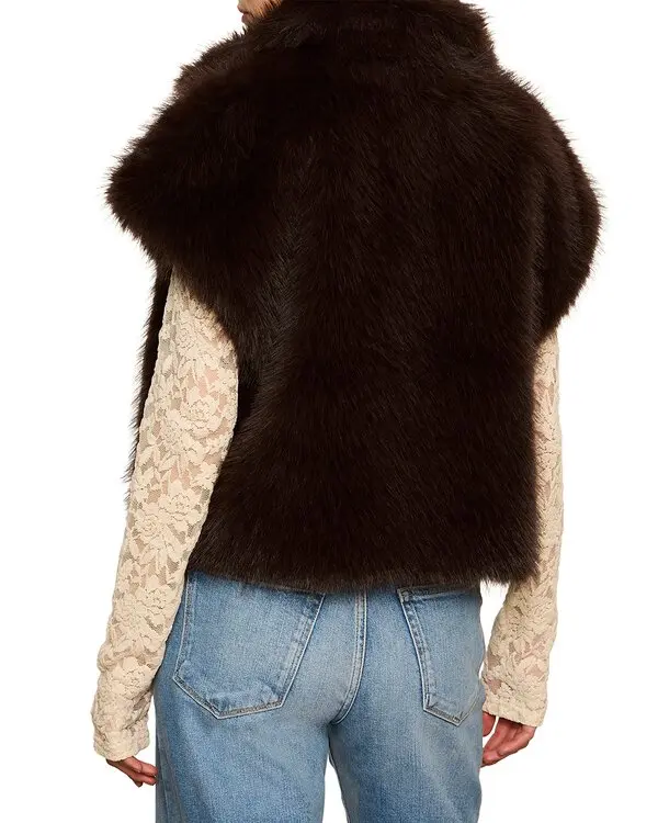 Sanctuary Cozy Faux Fur Vest - Espresso Multi