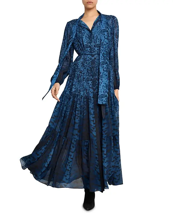 Kobi Halperin Oak Belted Tiered Shirtdress - Skyline Multi