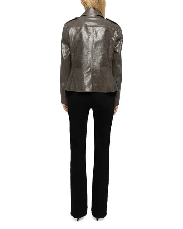 Zadig&Voltaire Veram Glossy Leather Jacket - Medium Grey