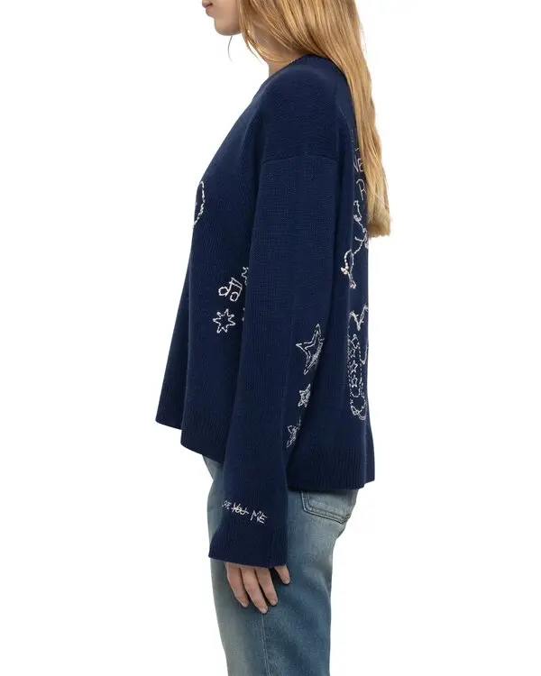 Zadig&Voltaire Markuz Cashmere Embroidered Sweater - Marine