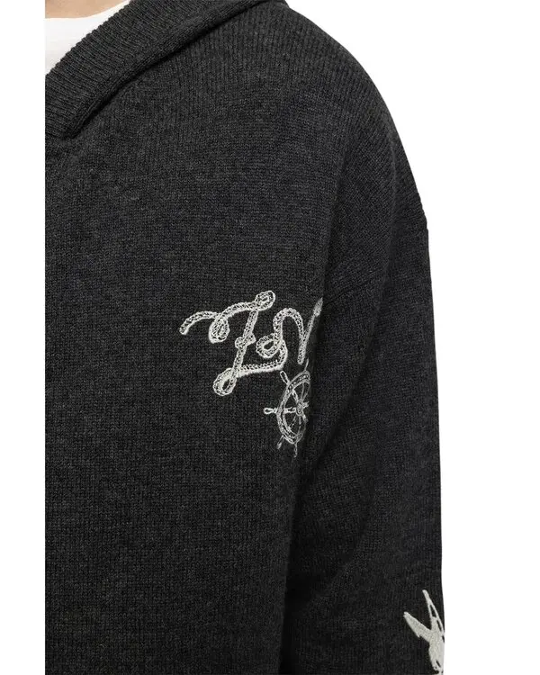 Zadig&Voltaire Camillo Wool & Cashmere Knit Graphic Hoodie - Charcoal
