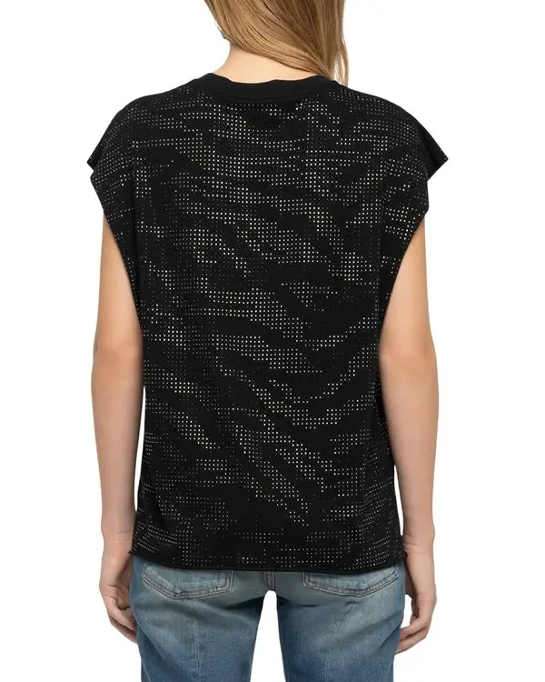 Zadig&Voltaire Cloe Cotton Embellished Zebra Motif Top