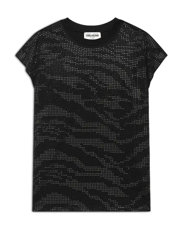 Zadig&Voltaire Cloe Cotton Embellished Zebra Motif Top