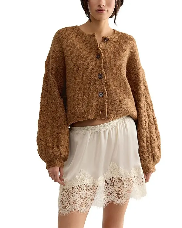 Free People Thistle Button Front Cardigan Sweater - Macadmia