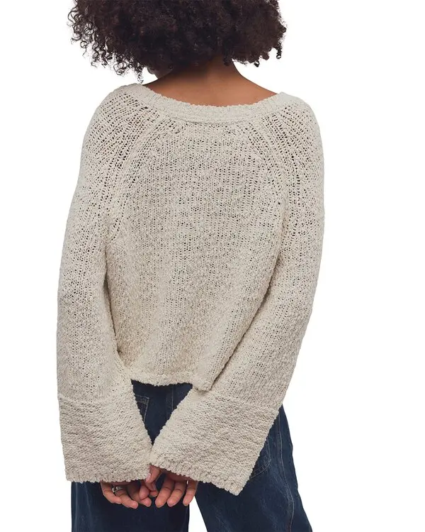 Free People Heartland Cotton V Neck Sweater
