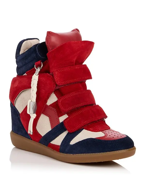 Isabel Marant Étoile Bekett Ring High Top Wedge Sneakers - Rouge/marine