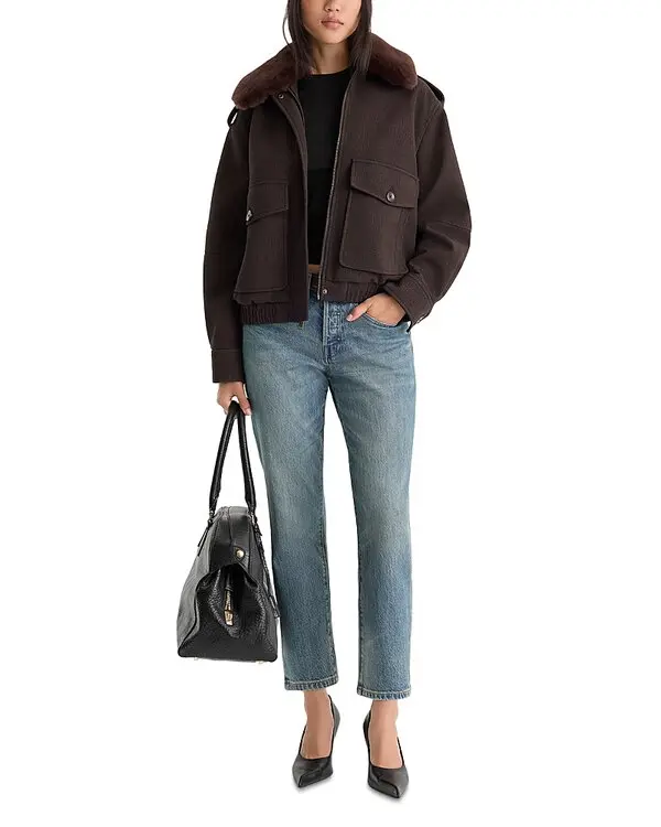 Good American The Better Than Leather Faux Leather Bomber Jacket