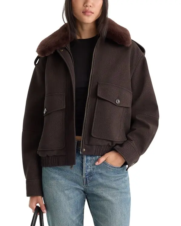 Good American The Better Than Leather Faux Leather Bomber Jacket