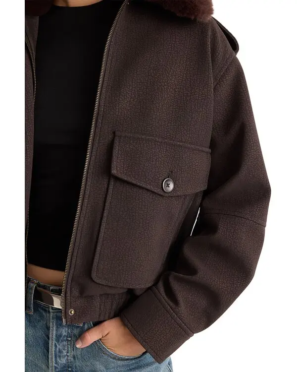 Good American The Better Than Leather Faux Leather Bomber Jacket