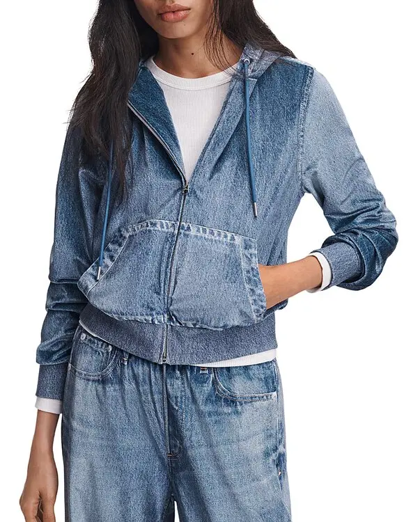 Rag & Bone Rb Miramar Velvet Zip Hoodie - Sutton