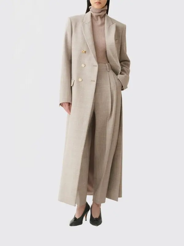 Fabiana Filippi Double-breasted Long Wool Coat With Peak Lapels