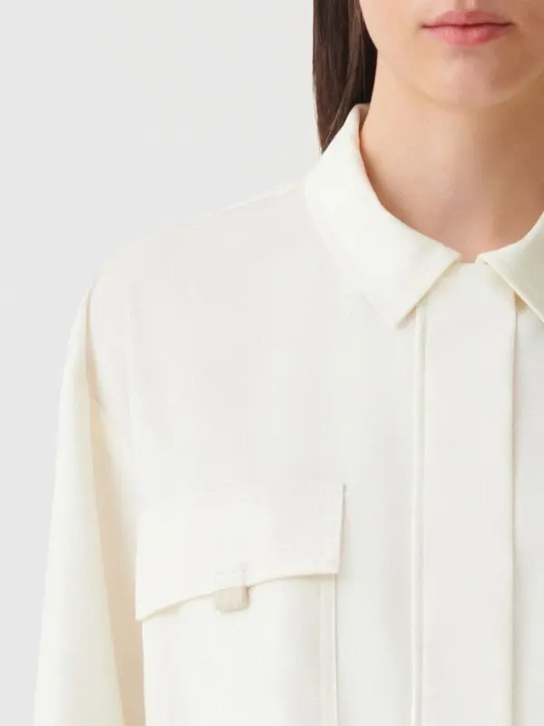 Fabiana Filippi Bomber Jacket In Viscose Blend With Shirt Collar And Patch Pockets