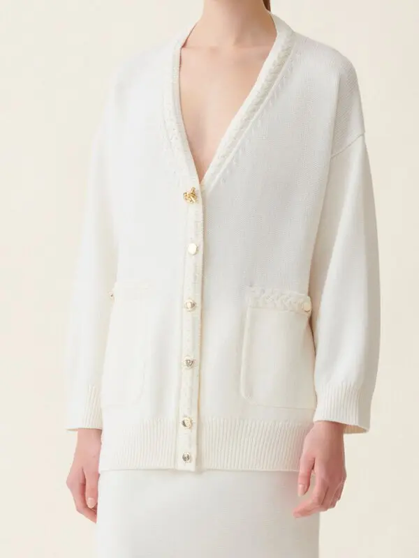 Fabiana Filippi V-neck Virgin Wool Cardigan With Dropped Shoulders