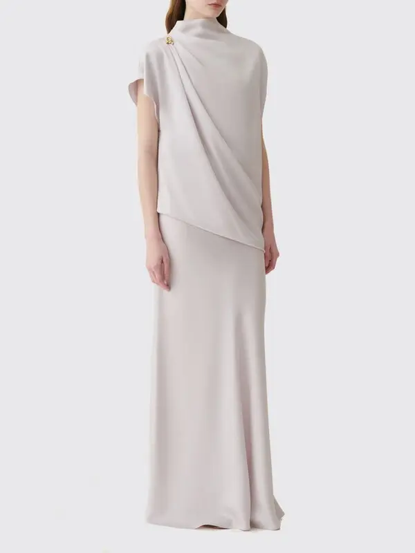 Fabiana Filippi High-waisted Satin Midi Pencil Skirt - Grey