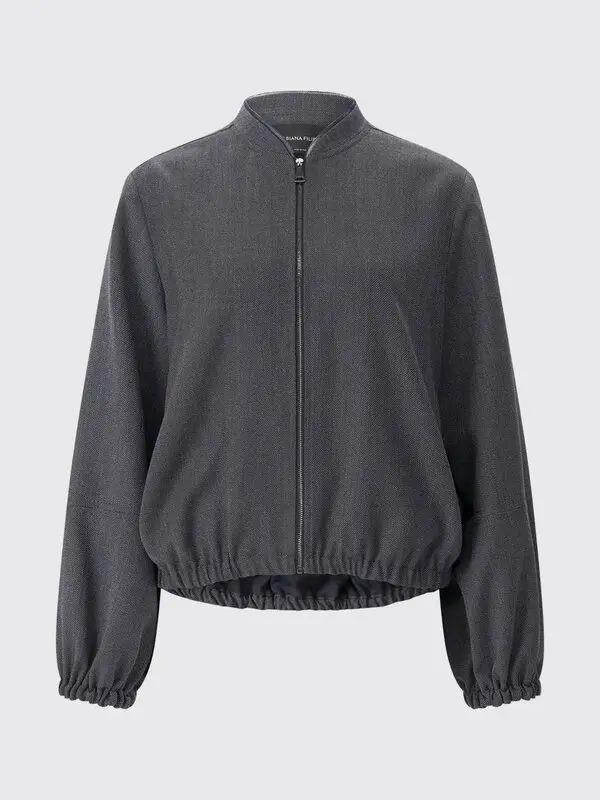 Fabiana Filippi Wool Blend Bomber Jacket With Zip Closure And Elasticated Hem