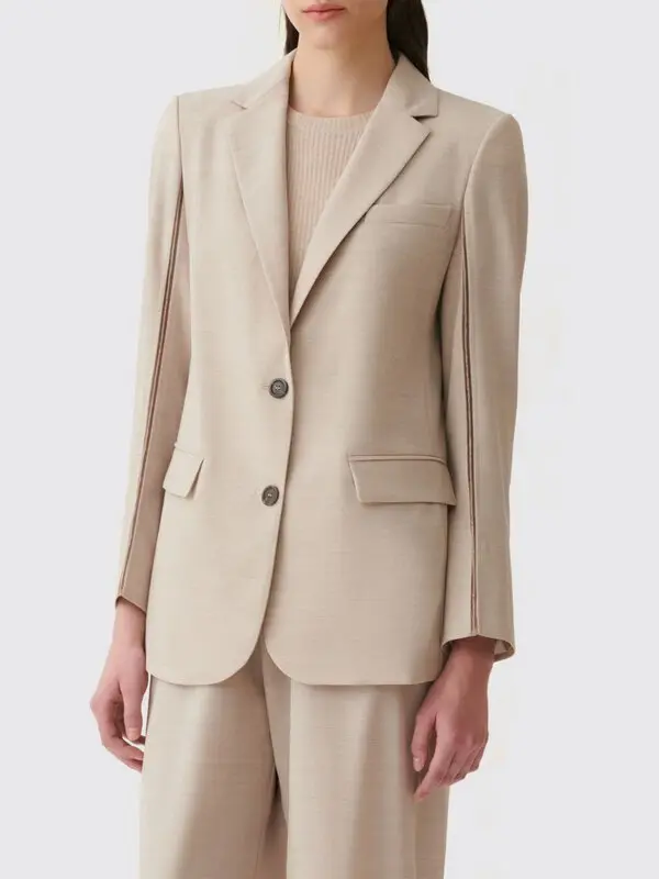 Fabiana Filippi Single-breasted Virgin Wool Blazer With Classic Lapels - Beige
