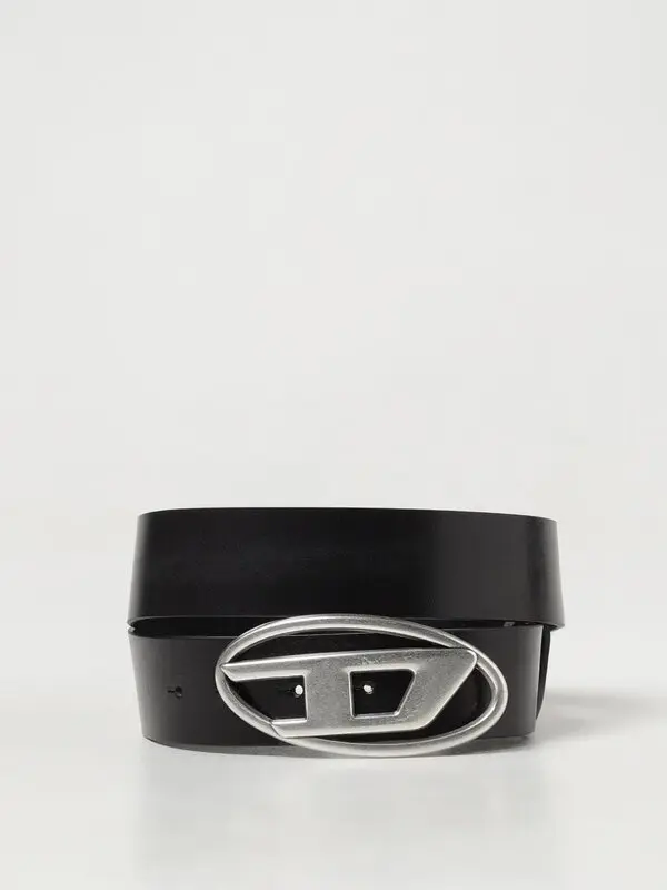 DIESEL® Leather Belt With Oval D Logo Buckle