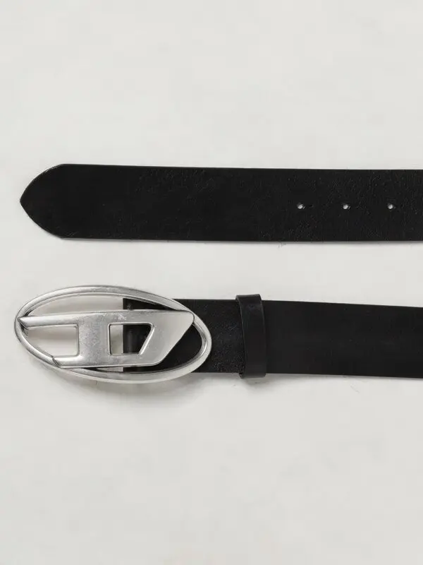 DIESEL® Leather Belt With Oval D Logo Buckle