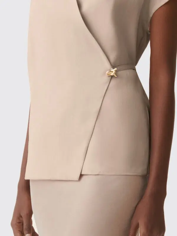 Fabiana Filippi V-neck Satin Wrap Top With Tie Closure