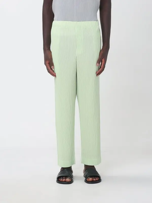 Issey Miyake Homme Plissé Slim Fit Pleated Trousers With Elasticated Waist - Green