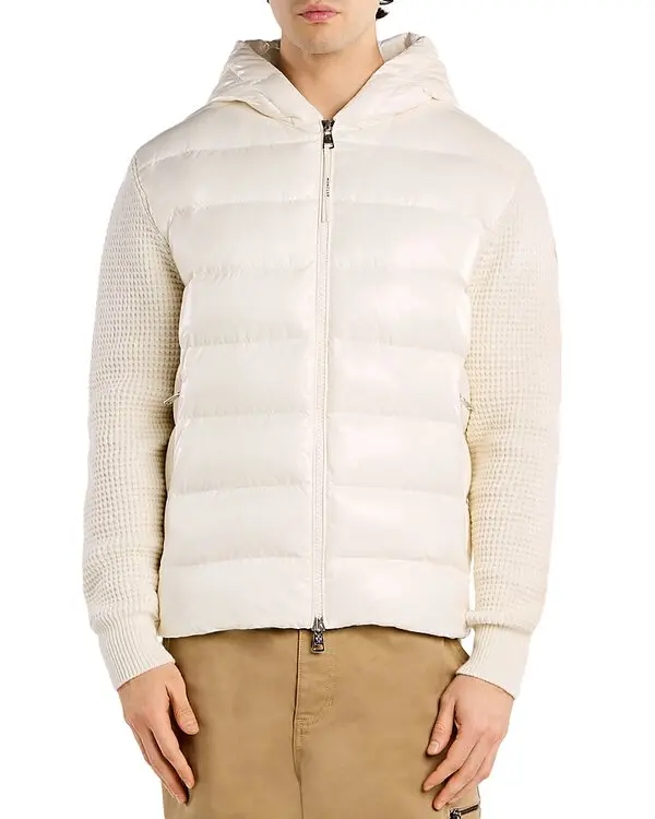 Moncler Wool & Cashmere Hooded Panel Puffer Jacket - Ivory