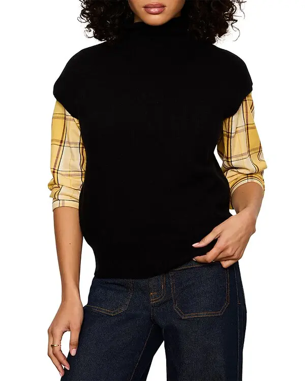 Sanctuary Mock Neck Sweater Shell - Black