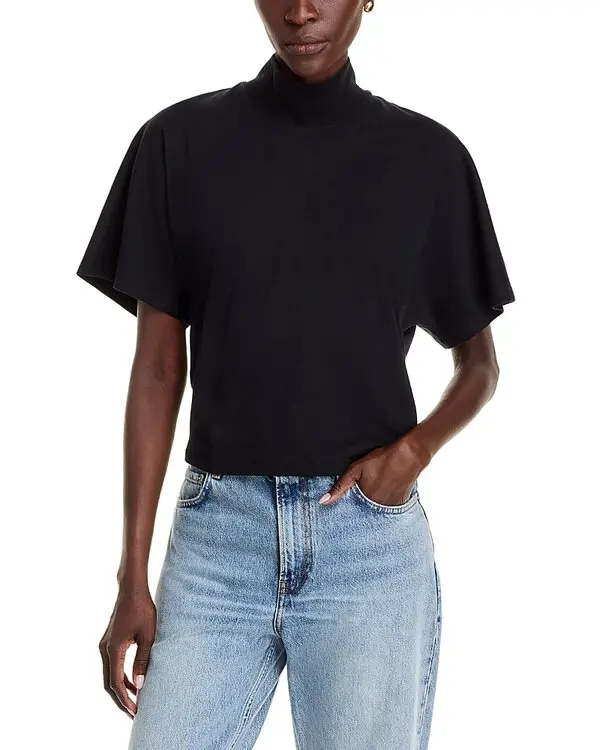 Majestic Filatures Supima Cotton Short Sleeve Mock Neck Tee - Noir