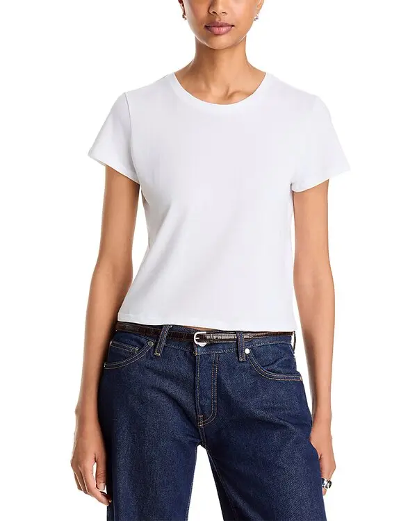 Majestic Filatures Deluxe Cotton Crop Short Sleeve Crewneck Tee - Blanc