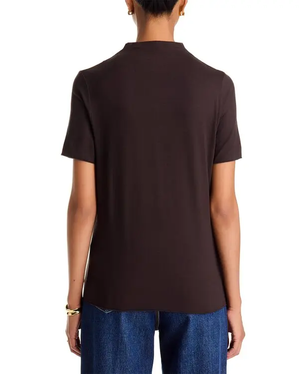 Majestic Filatures Soft Touch Short Sleeve Mock Neck Tee - Chocolate