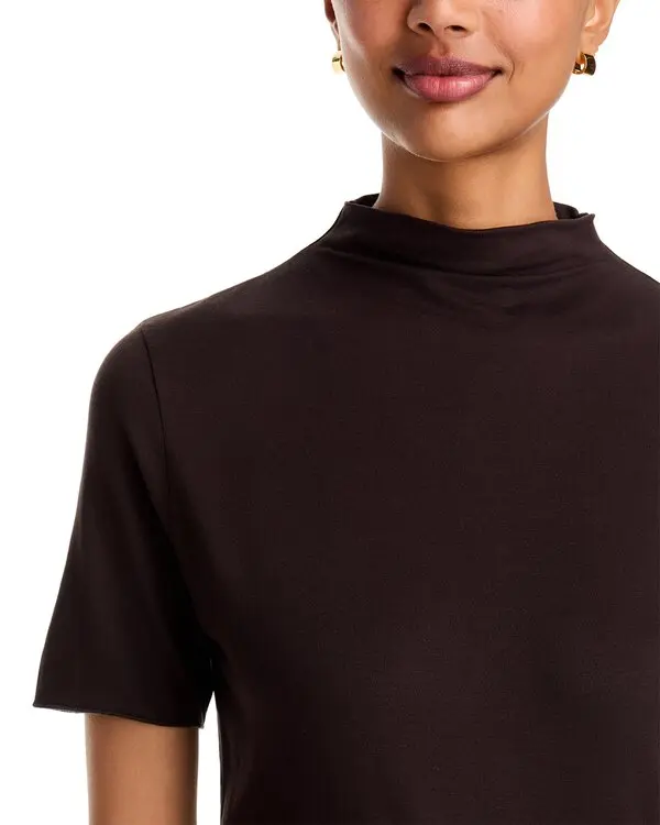 Majestic Filatures Soft Touch Short Sleeve Mock Neck Tee - Chocolate
