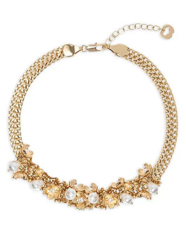 Maje Imitation Pearl Flower Statement Bracelet