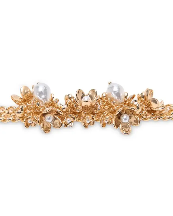 Maje Imitation Pearl Flower Statement Bracelet
